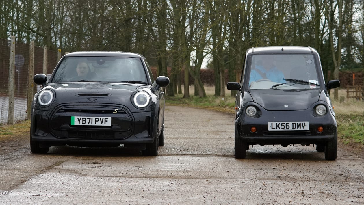How far have electric cars come in 20 years? Old Reva G-Wiz vs new MINI ...